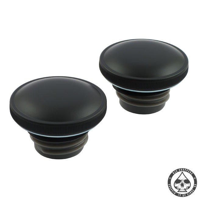 Late screw style gas cap set (black) - RJC Choppers