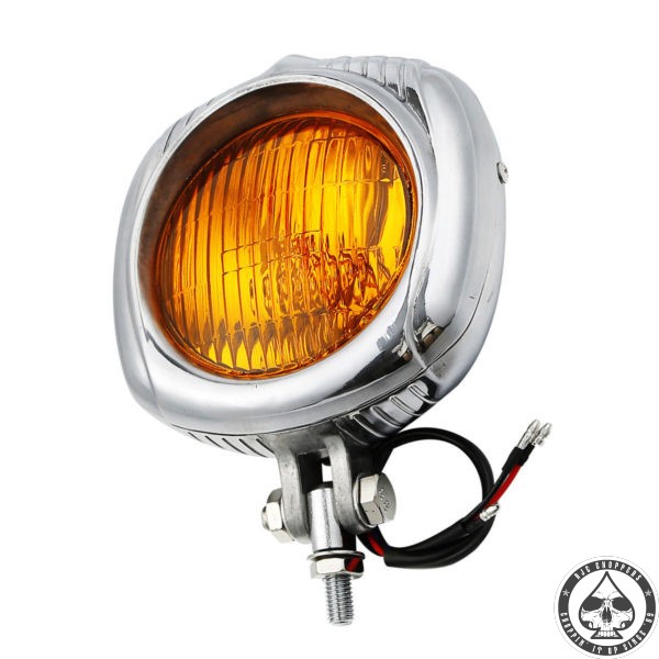 Electroline headlight, amber lens - RJC Choppers