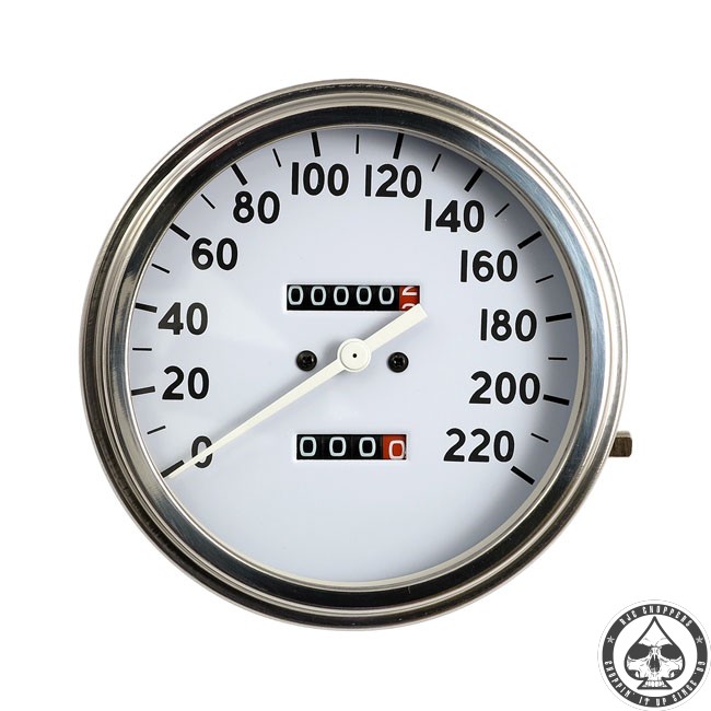 Speedometer, 36-40 FL, White face - RJC Choppers